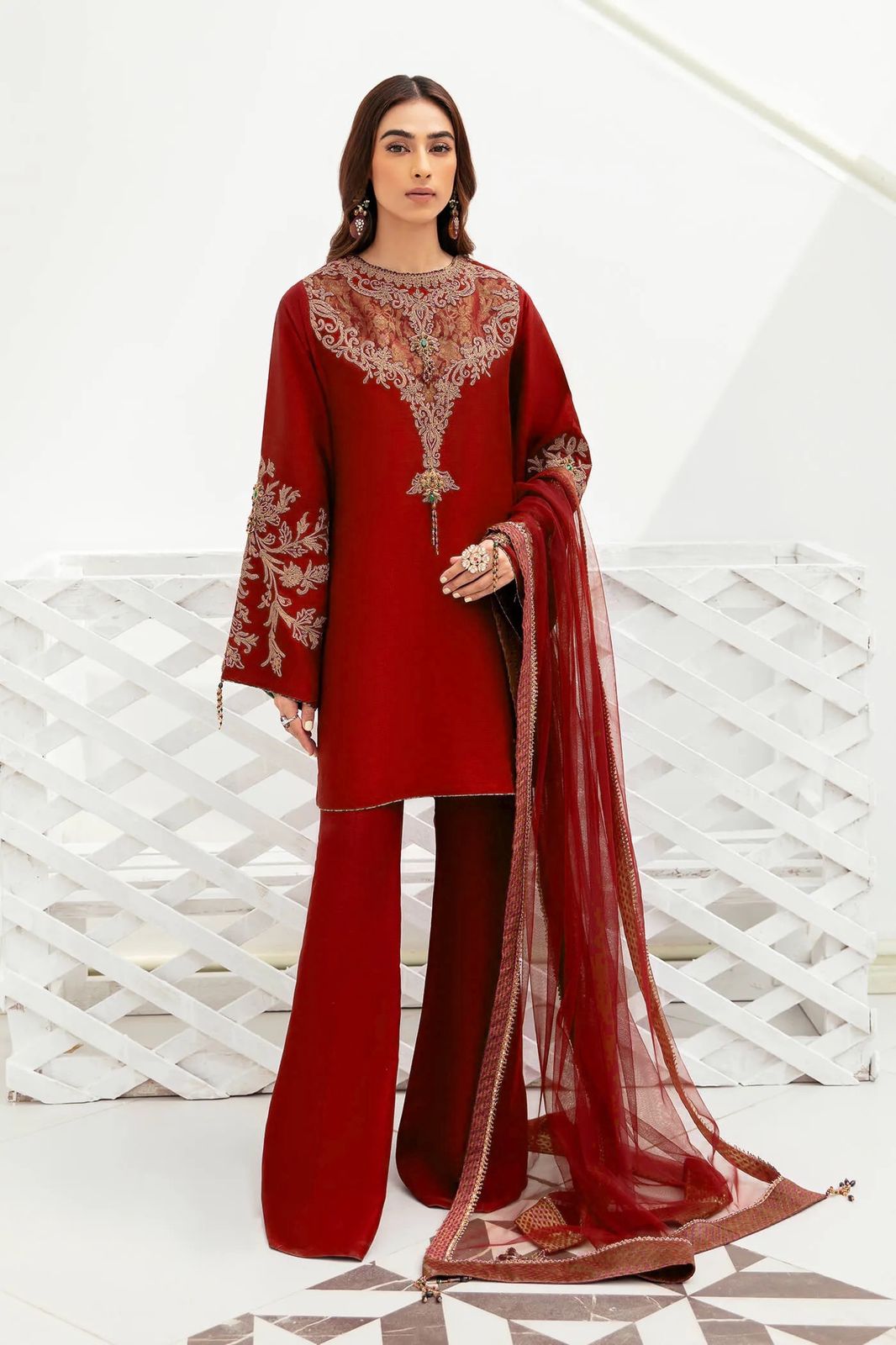 MUSFIRAH LUXURY EMBROIDERED CHARMUSE SILK - 3 PC UNSTITCHED